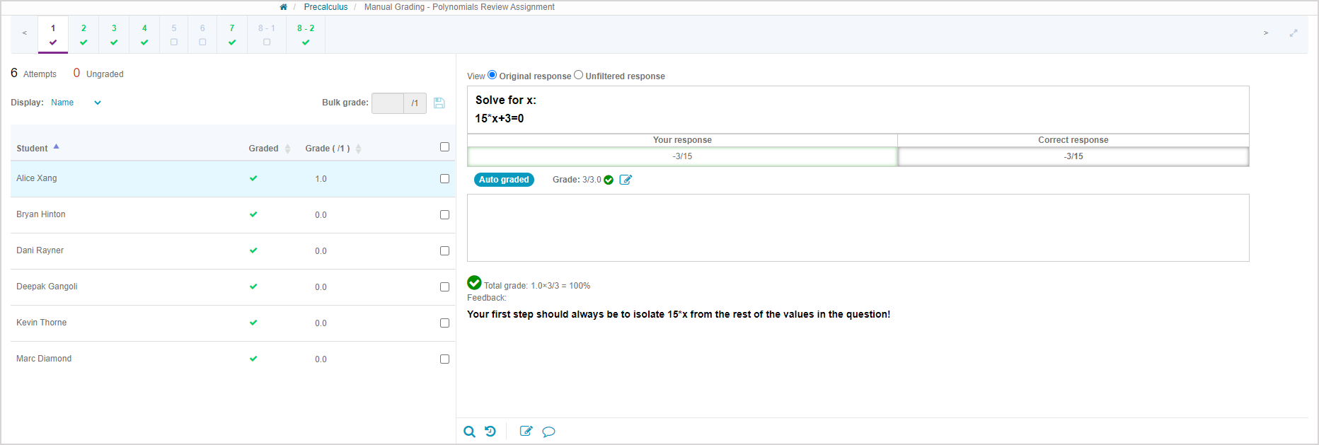Access the Activity Grading View